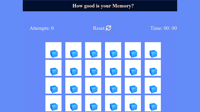 Memory Game Using HTML CSS JavaScript Source Code 