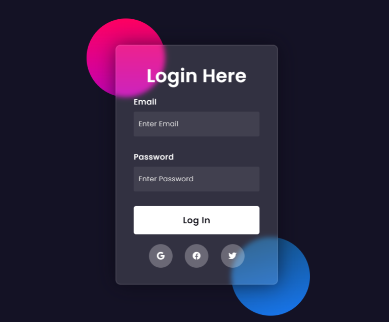 Glassmorphism Login Form Using HTML and CSS Code