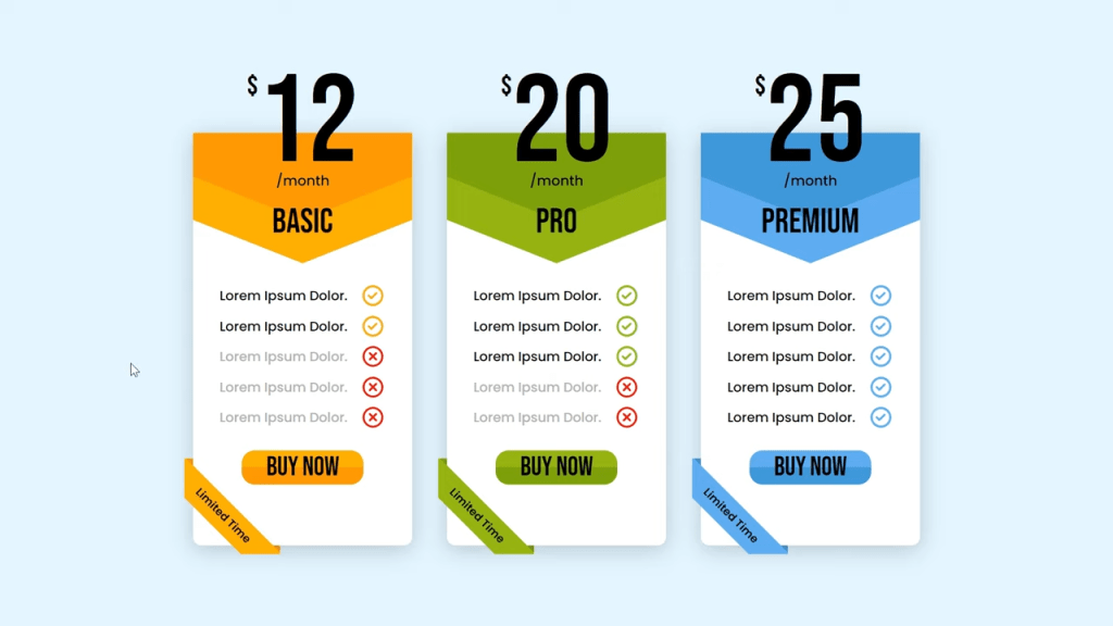 Responsive Pricing Card Design Using HTML and CSS