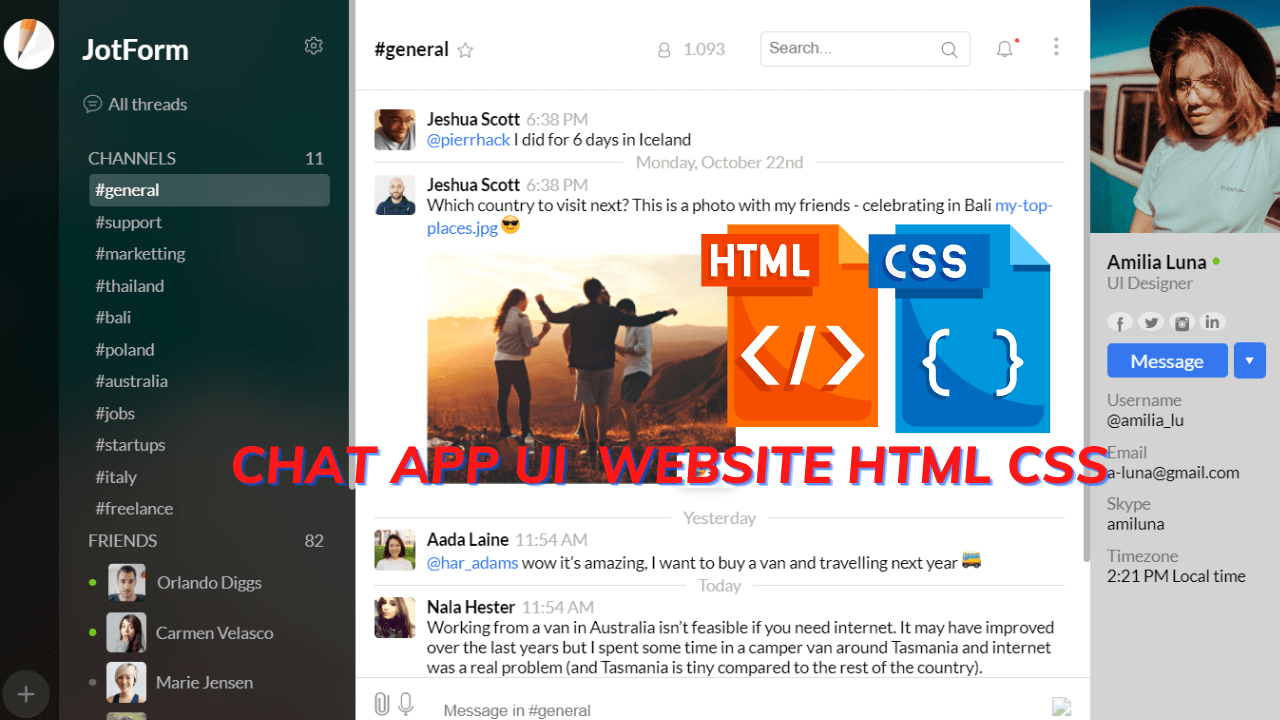 Create Chat App Using HTML And CSS Source Code 
