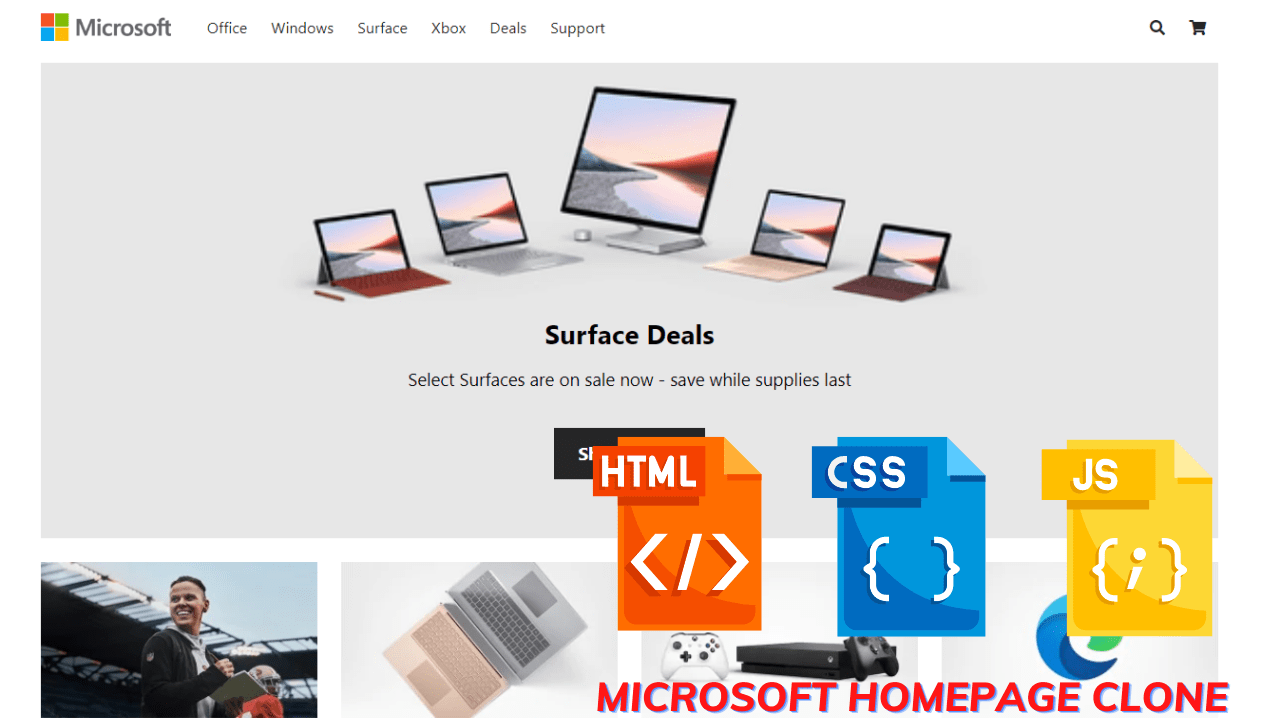 Create Microsoft Homepage Clone Website Html Css Javascript