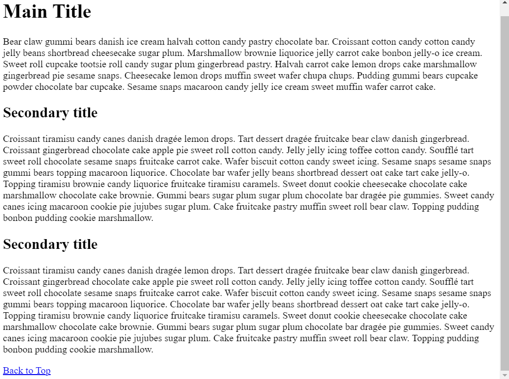 Scroll To Top Button Using only HTML and CSS