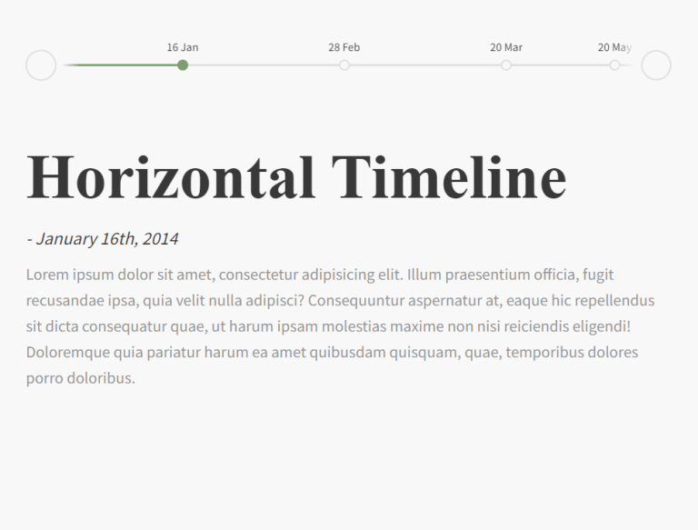 Horizontal Timeline Using Html Css Javascript Source Code