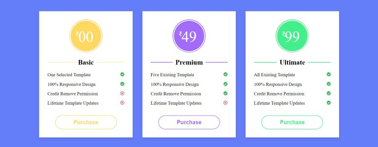 Create a Responsive Pricing Table Using HTML and CSS Code