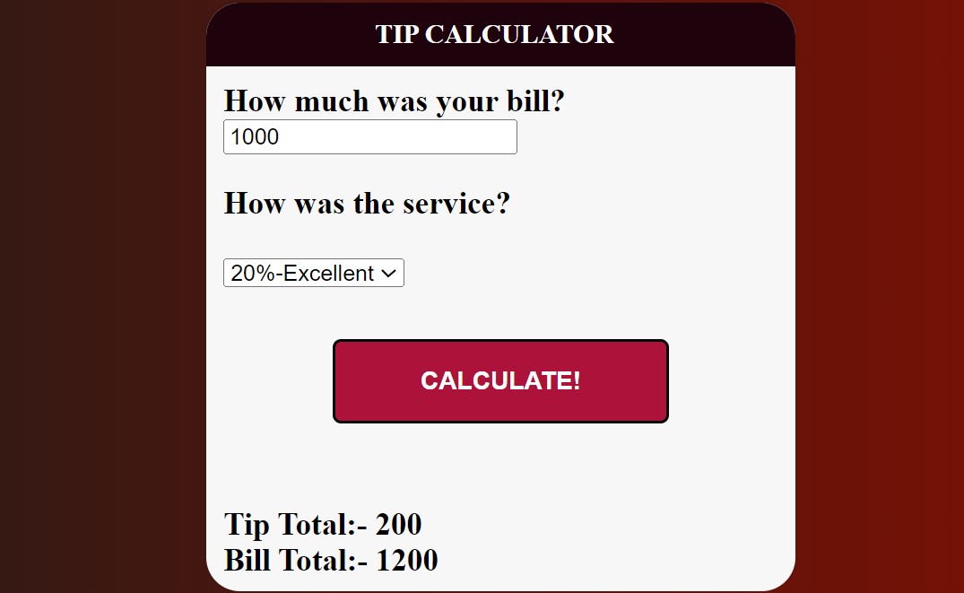 Build Tip Calculator in JavaScript (Source Code)