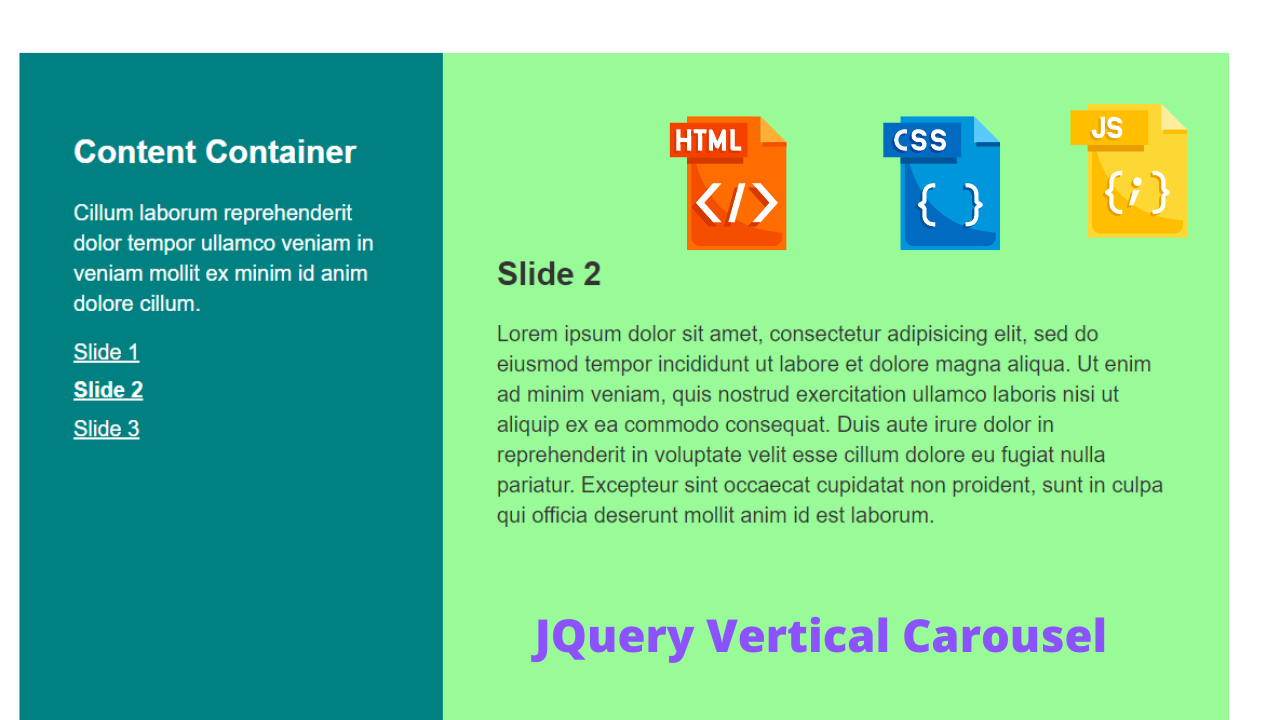With Random JQuery Vertical Carousel Using HTML CSS And JAVASCRIPT Code