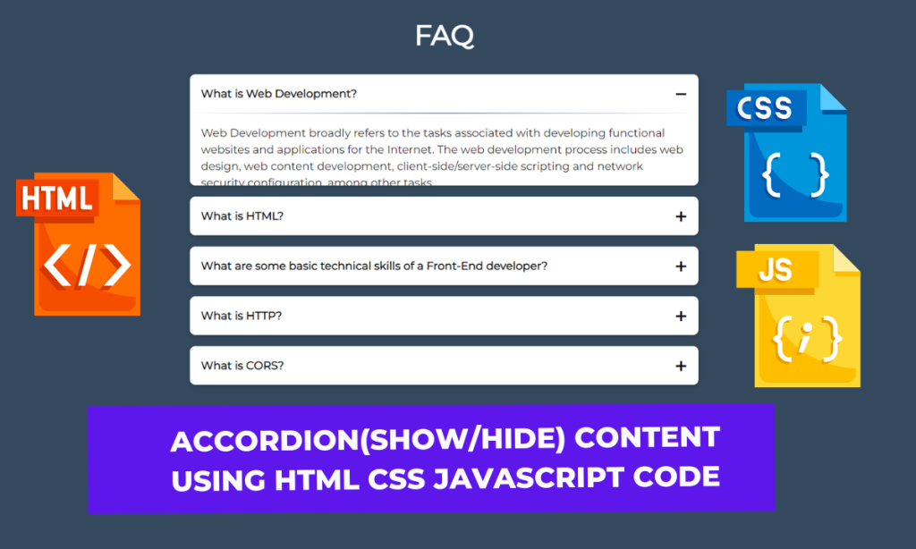 Accordion(FAQ) Using HTML,CSS and JavaScript (Source Code)