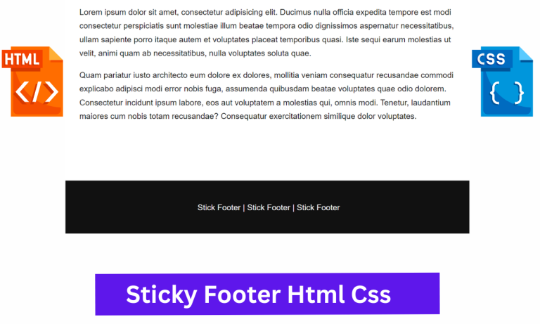 Sticky Footer At Bottom using HTML & CSS