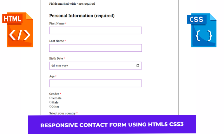 Responsive Contact Form Using HTML and CSS (Source Code)