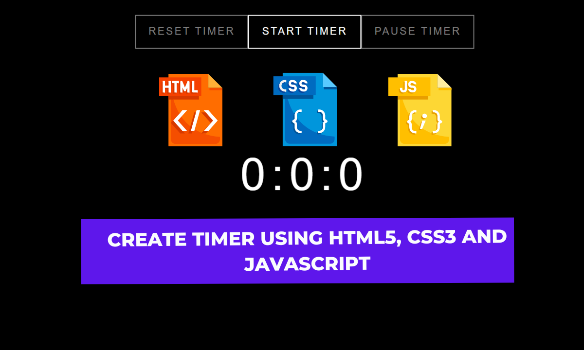 Create Timer Using Html5 Css3 And Javascript Source Code
