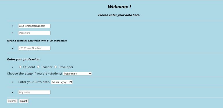 Create Student Registration Form Using HTML & CSS with Code