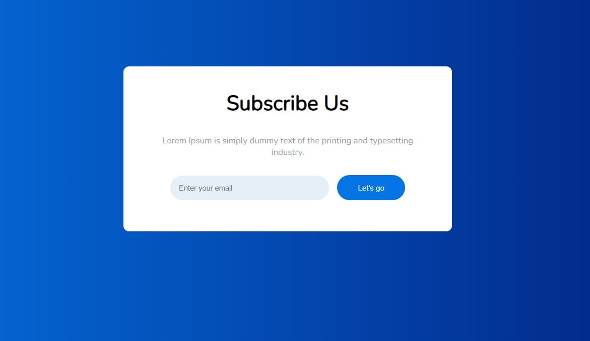 Responsive Email Subscription Form Using HTML CSS Responsive Email Subscription Form Using HTML CSS