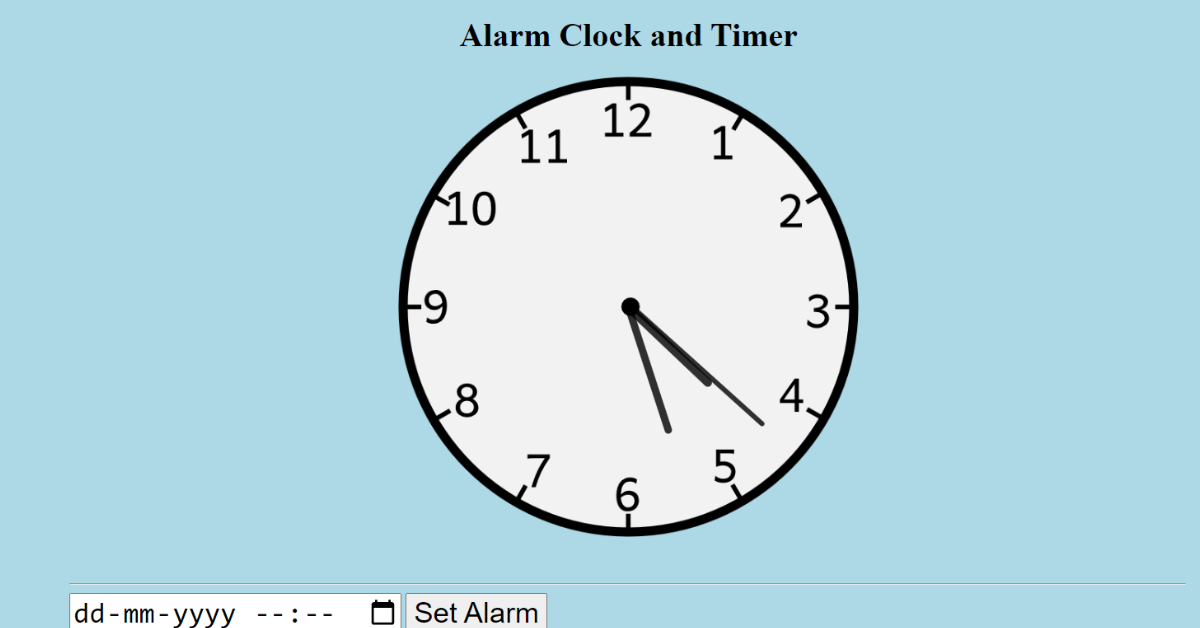 How To Create An Alarm Clock Using Html Css And Javascript