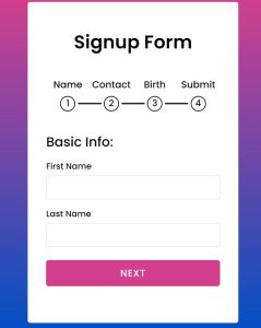 Multi-Step Form With Step Progress Bar Using JavaScript