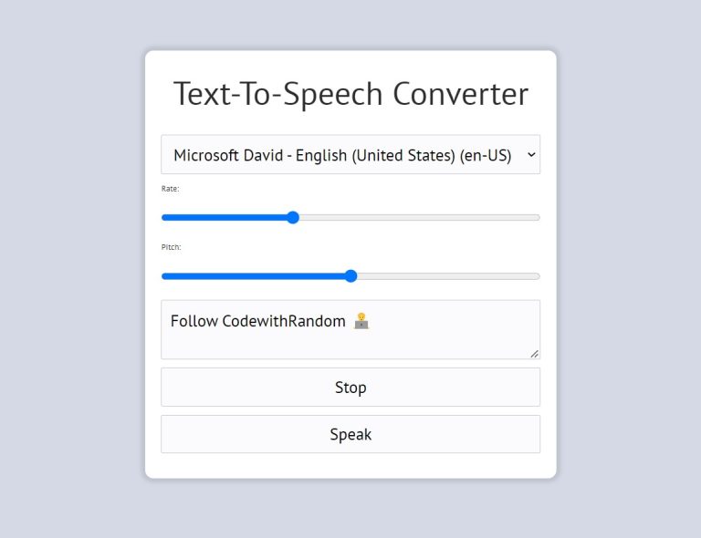 Text To Speech Using HTML and JavaScript (Source Code)