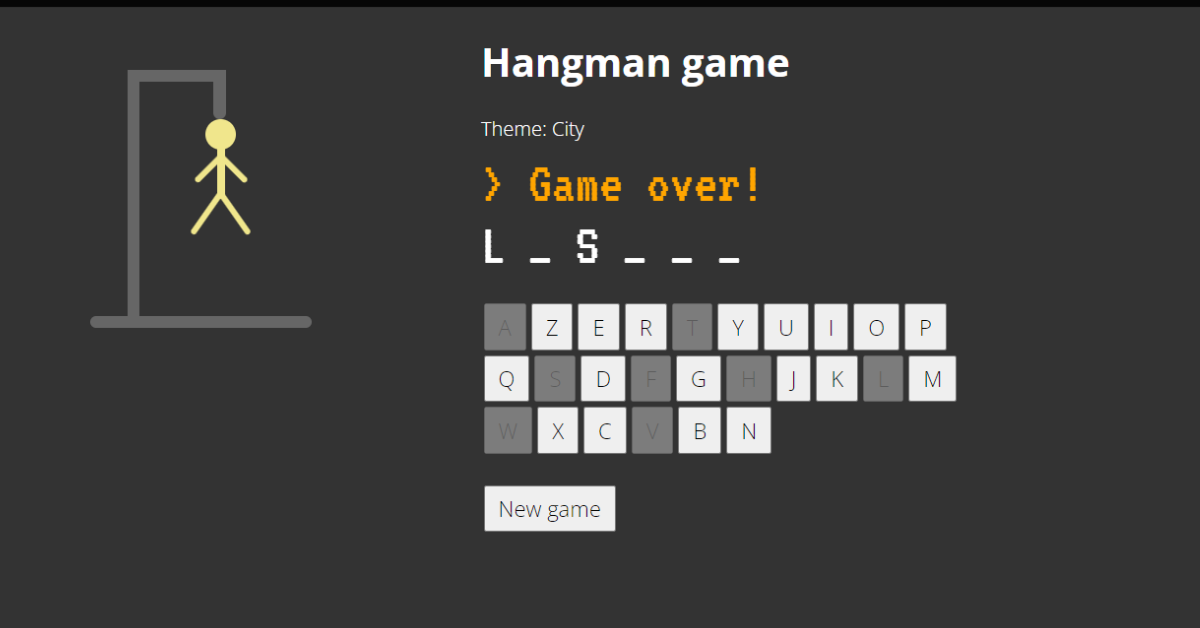 Hangman Game Using HTML CSS And JavaScript