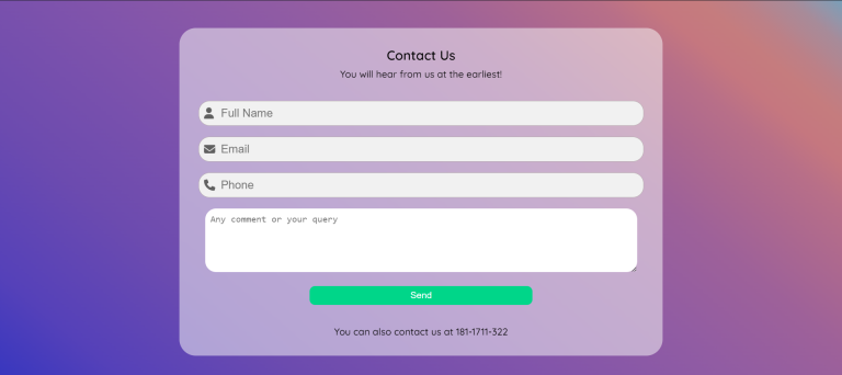 Contact Us Page Design In Html And Css With Source Code