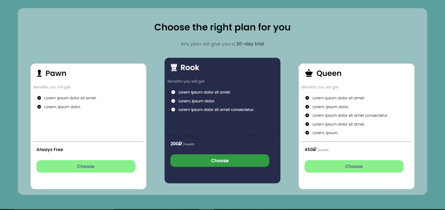 Pricing Table Examples With 3 Choices Using HTML& CSS