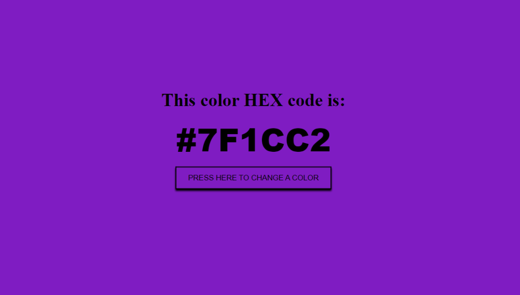 Random Hex Code Generator Using Html Css And Javascript