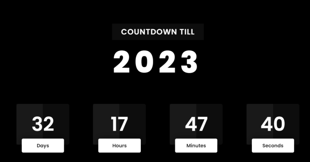 New Year Countdown Using HTML CSS JavaScript for 2023 