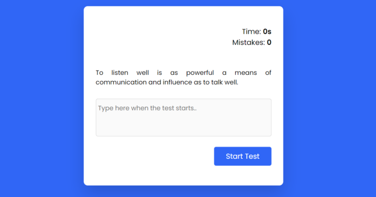 Design a Typing Speed Test using JavaScript