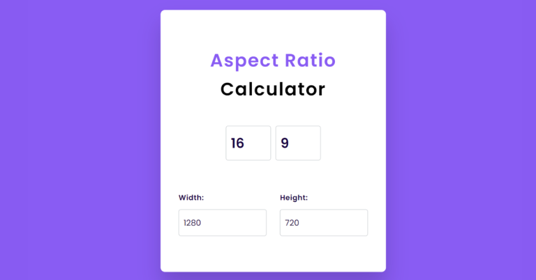 Aspect Ratio Calculator Using Html Css And Javascript