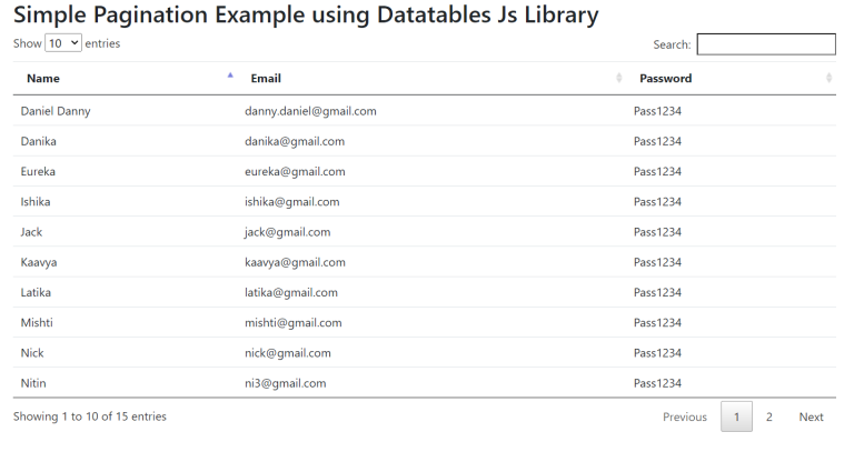 How to create Table Pagination Using HTML