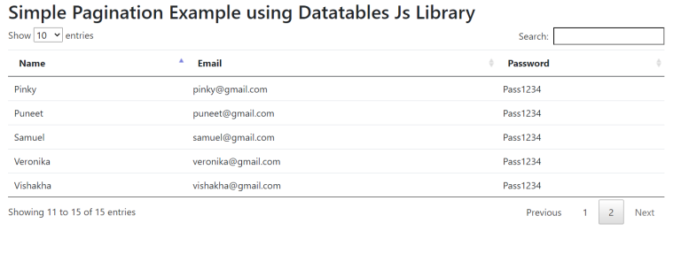 How to create Table Pagination Using HTML