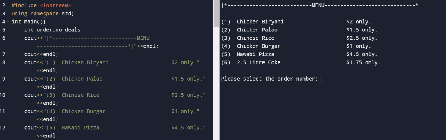 Restaurant Menu System Using C++ (With Source Code)