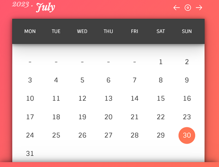 15+ CSS Calendars - CodeWithRandom