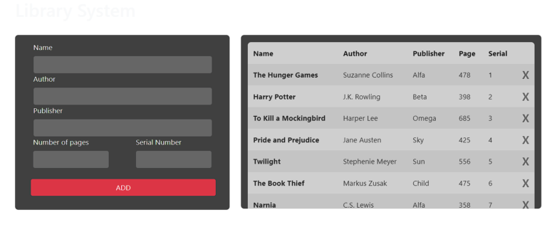 Library Management System Using Bootstrap and JavaScript