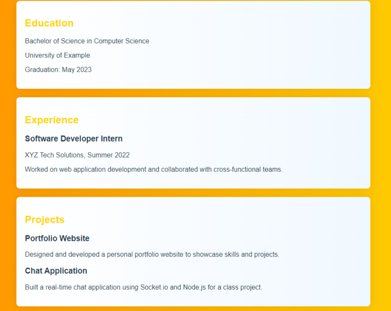 Create Student Profile Page Using HTML and CSS