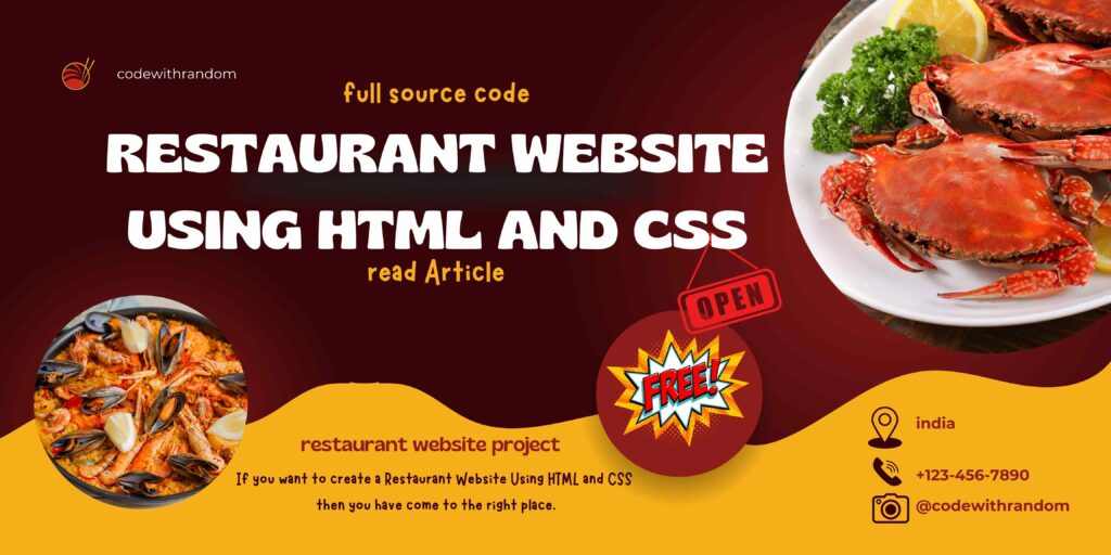 Restaurant Website Using HTML & CSS (With Source Code)