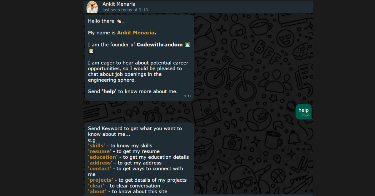 Portfolio Website in Whatsapp Style Using HTML CSS and JS